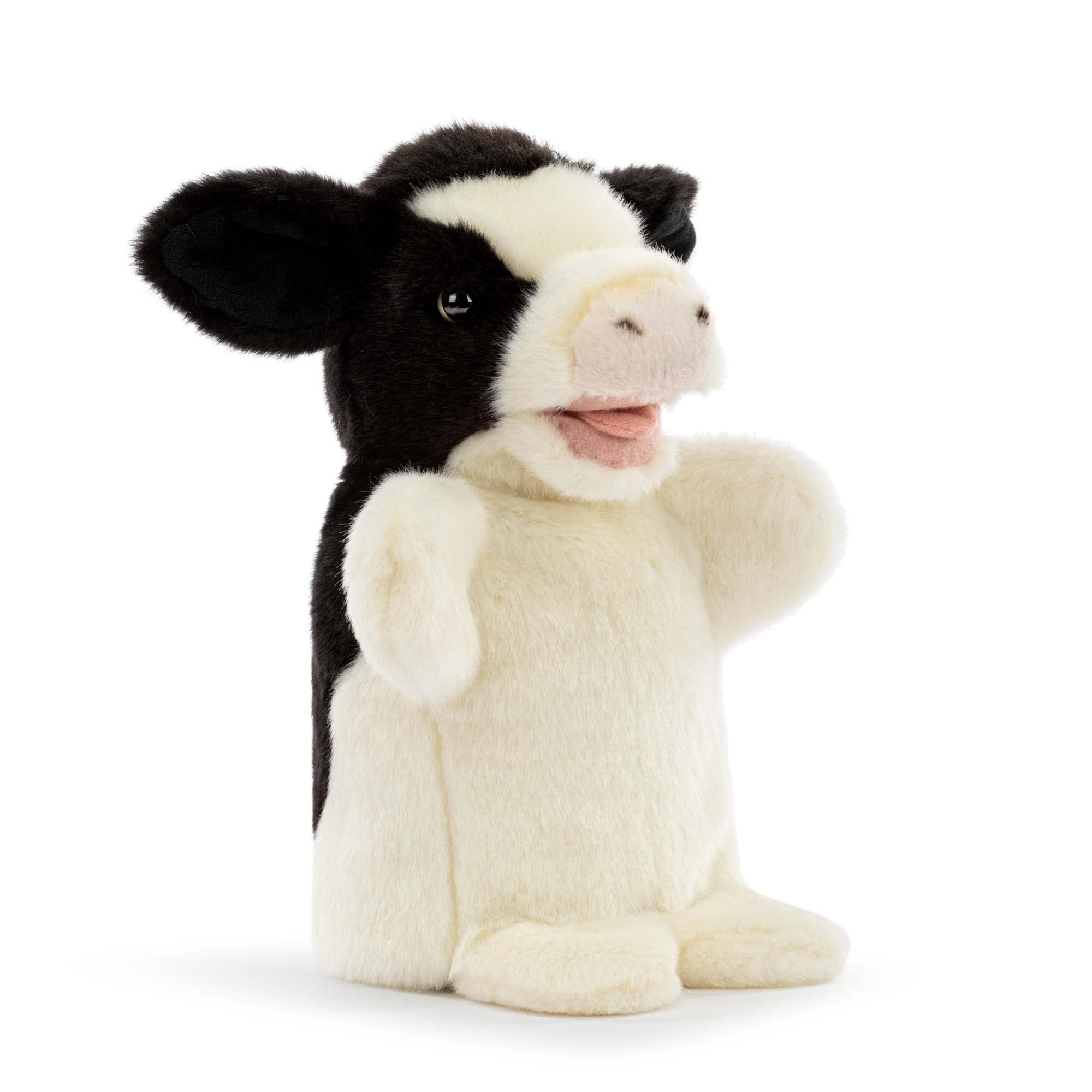 DEMDACO Animalcraft Black and White 11 Inch Stuffed Plush Puppet Clarabelle The Cow