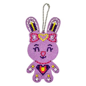 C.S. Kids KC07 My Bunny Keychain, First Sewing Arts & Crafts Gifts -Crafting Keychain | Educational DIY Cross-Stitch for Kids