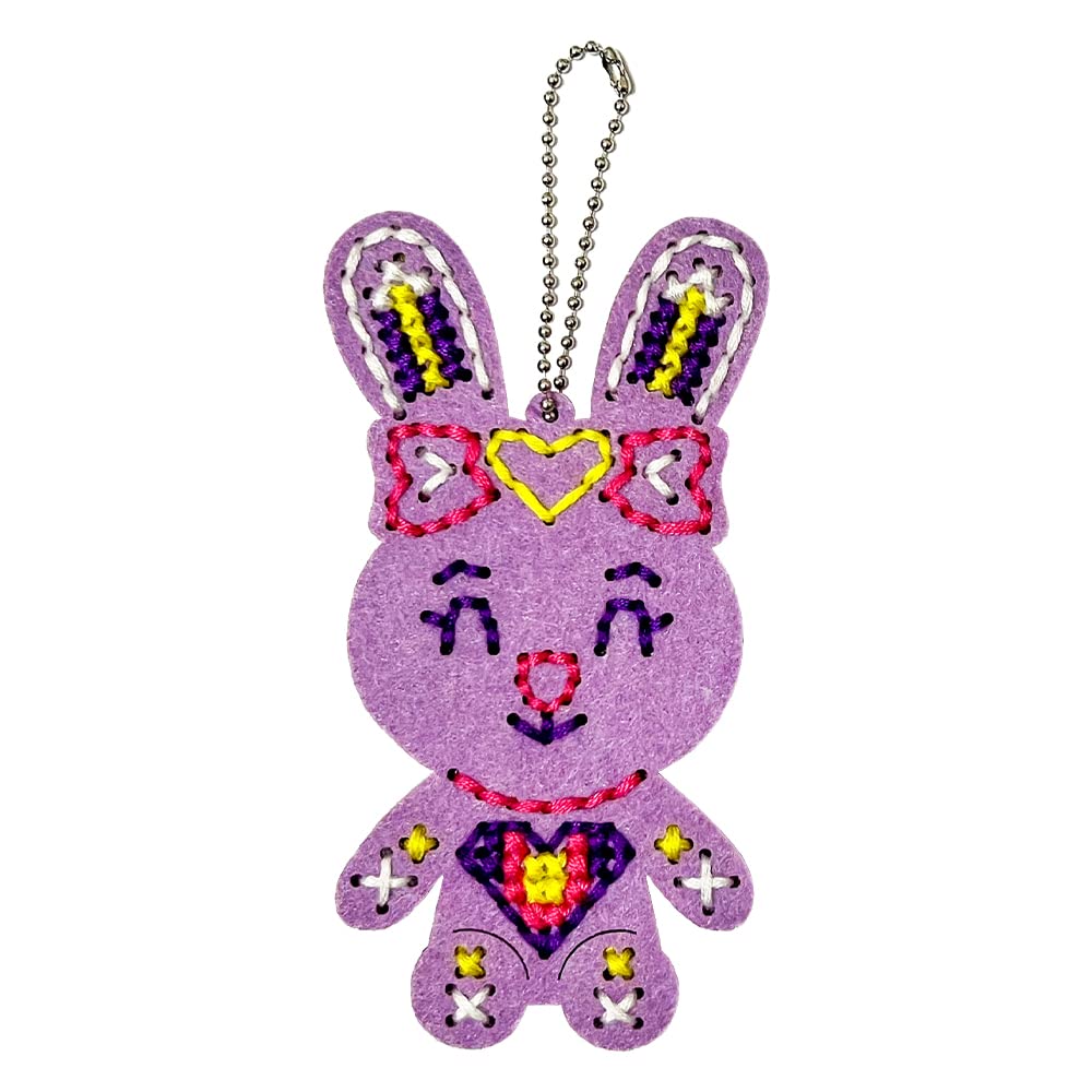 C.S. Kids KC07 My Bunny Keychain, First Sewing Arts & Crafts Gifts -Crafting Keychain | Educational DIY Cross-Stitch for Kids