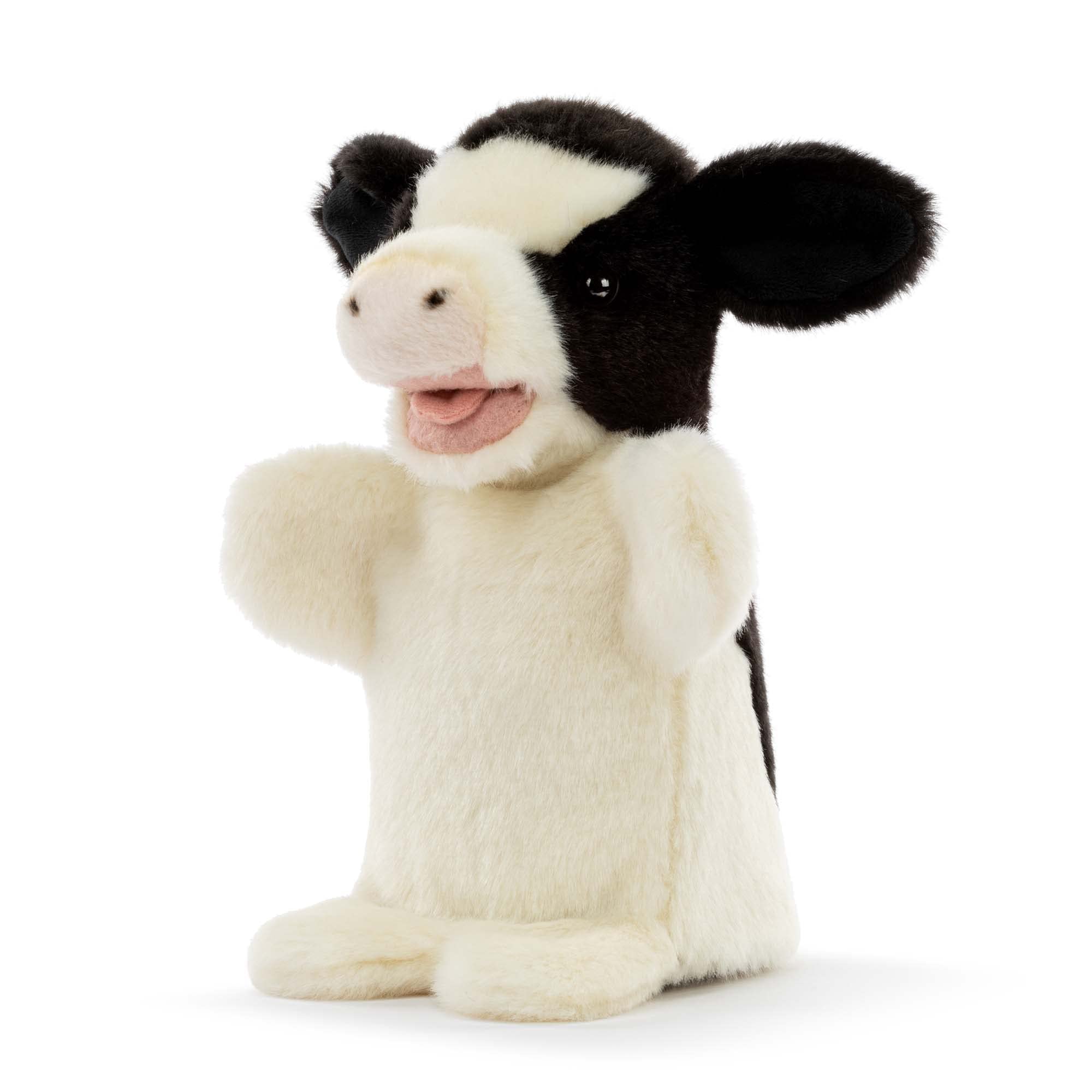 DEMDACO Animalcraft Black and White 11 Inch Stuffed Plush Puppet Clarabelle The Cow