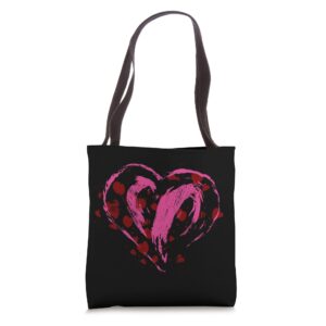 spattered valentine heart, painted pinkish heart tote bag