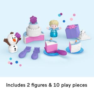 Fisher-Price Disney Frozen Little People Toddler Toy Playset, Elsa Olaf & Friends 4 Figures and 10 Party Play Pieces for Pretend Play