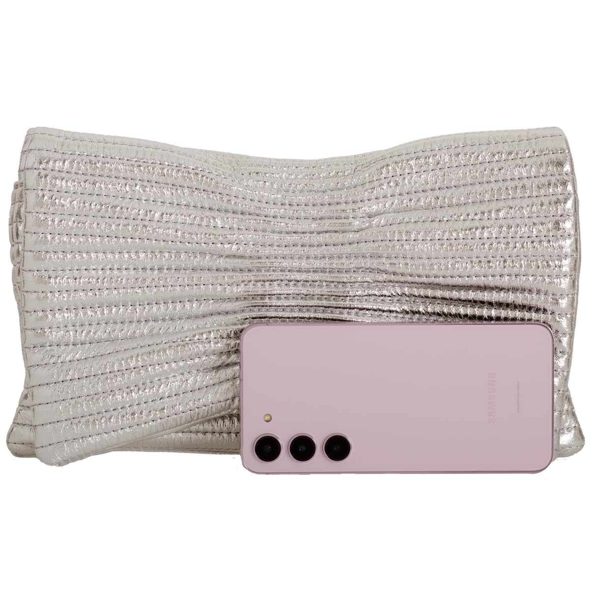 JNB Metallic Quilted Envelope Clutch,Sv44