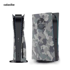 calaxike PS5 Cover Plate with Anti-Scratch, Anti-Fingerprint and Airflow Vents - Grey Camouflage Design