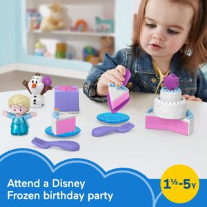 Fisher-Price Disney Frozen Little People Toddler Toy Playset, Elsa Olaf & Friends 4 Figures and 10 Party Play Pieces for Pretend Play