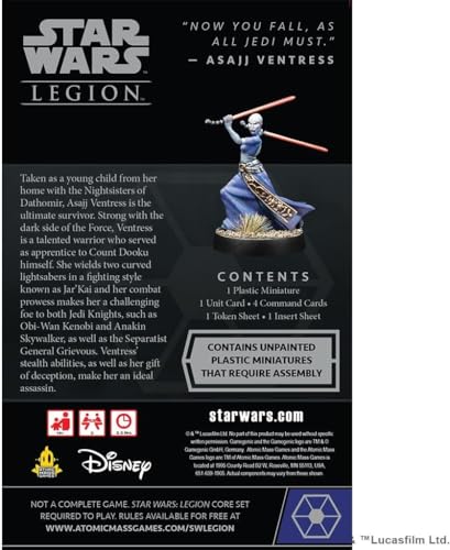 Star Wars: Legion Asajj Ventress Operative Expansion - Unleash Sinister Power! Tabletop Miniatures Strategy Game for Kids and Adults, Ages 14+, 2 Players, 3 Hour Playtime, Made by Atomic Mass Games