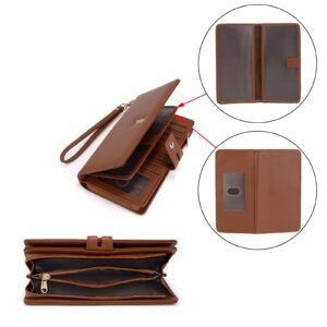 UTO RFID Wristlet Wallet for Women Detachable Checkbook Holder Card Bill Phone Organizer Large Clutch Purse