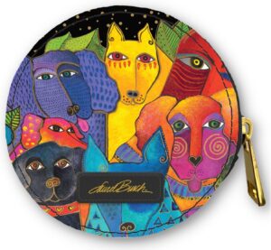 monarque round zipper case, signature artists (laurel burch dogs and doggies)