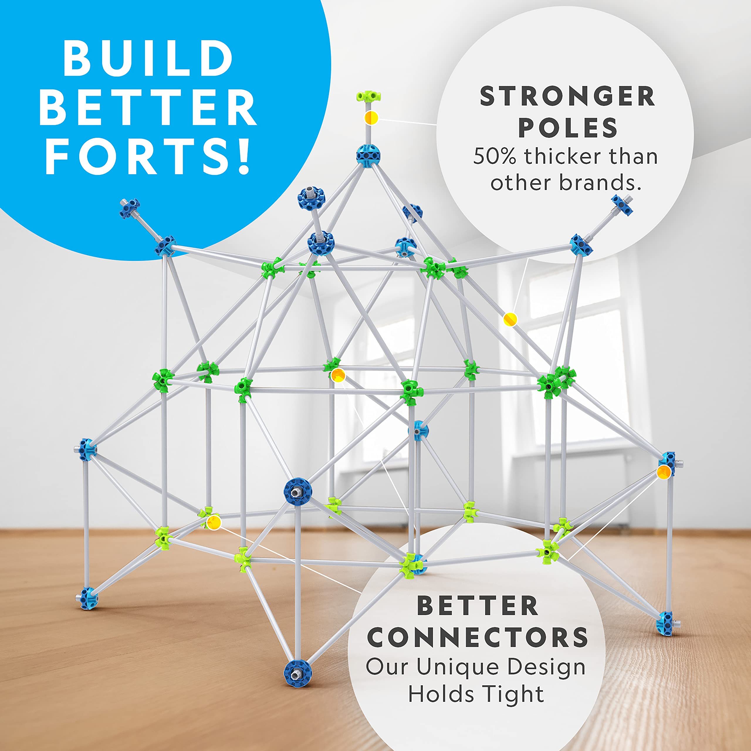 National Geographic Indoor Fort Building Kit - 225 Pieces for Creative Play, STEM Building Toys for Kids Ages 6-12, Blanket Fort (Amazon Exclusive)