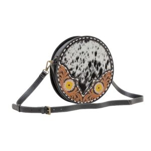 Myra Bag Western Leather Round Bag for Women - Crossbody Purse Shoulder Bag Flax Blossom