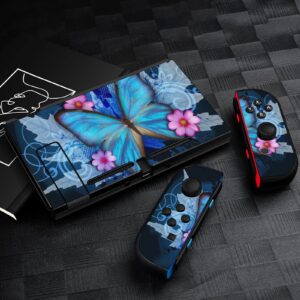 Blue Butterfly Flora Decal Stickers Cover Skin Protective FacePlate for Nintendo Switch for Switch