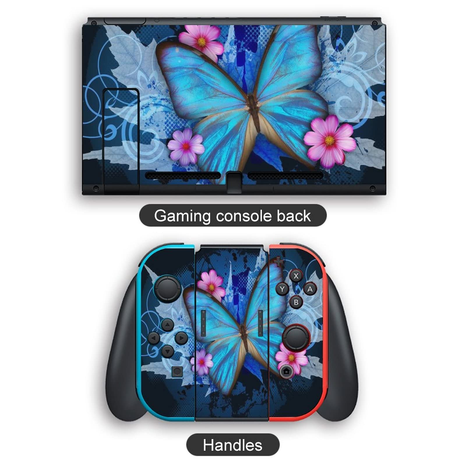 Blue Butterfly Flora Decal Stickers Cover Skin Protective FacePlate for Nintendo Switch for Switch