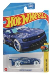 hot wheels - custom '11 camaro - hw art cars 4/10 - blue - 36/250 - mint/nrmint ships bubble wrapped in a box