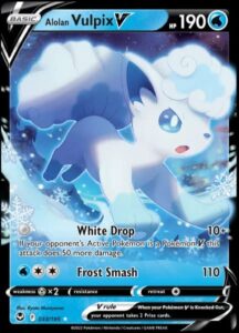 alolan vulpix v 033/195- silver tempest - pokemon ultra rare card - holo foil