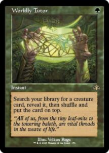 magic: the gathering - worldly tutor (353) - retro frame - dominaria remastered