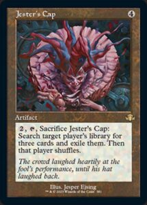 magic: the gathering - jester's cap (381) - retro frame - dominaria remastered