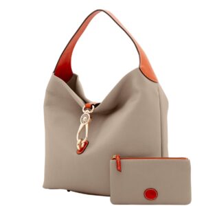 Dooney & Bourke Handbag, Pebble Grain Logo Lock Shoulder Bag With Pouch - Taupe