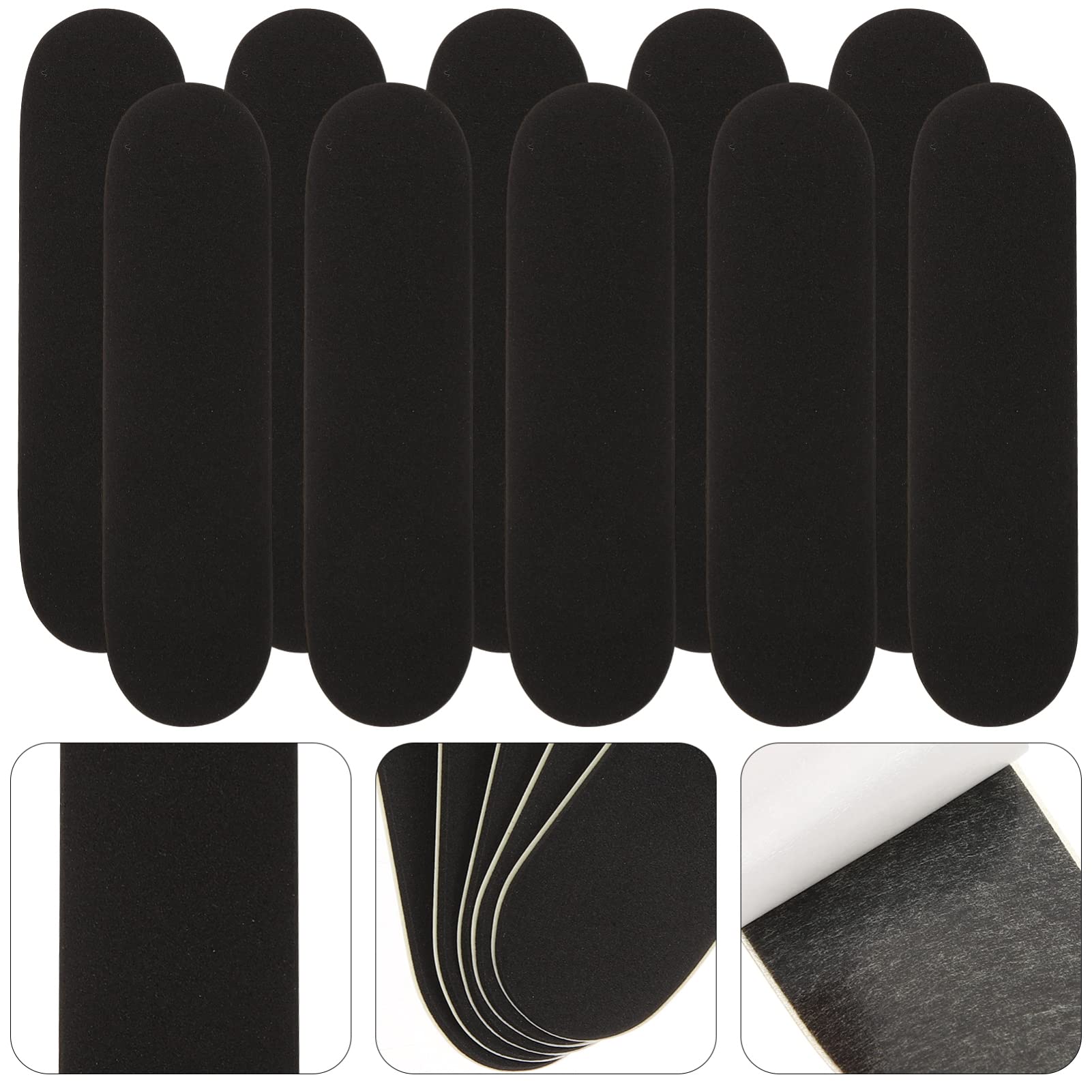 jojofuny Fingerboard Foam Grip Tape 10pcs Adhesive Backing Non Slip Foam Grip Tape for Fingerboards Finger Skateboards Toy Black