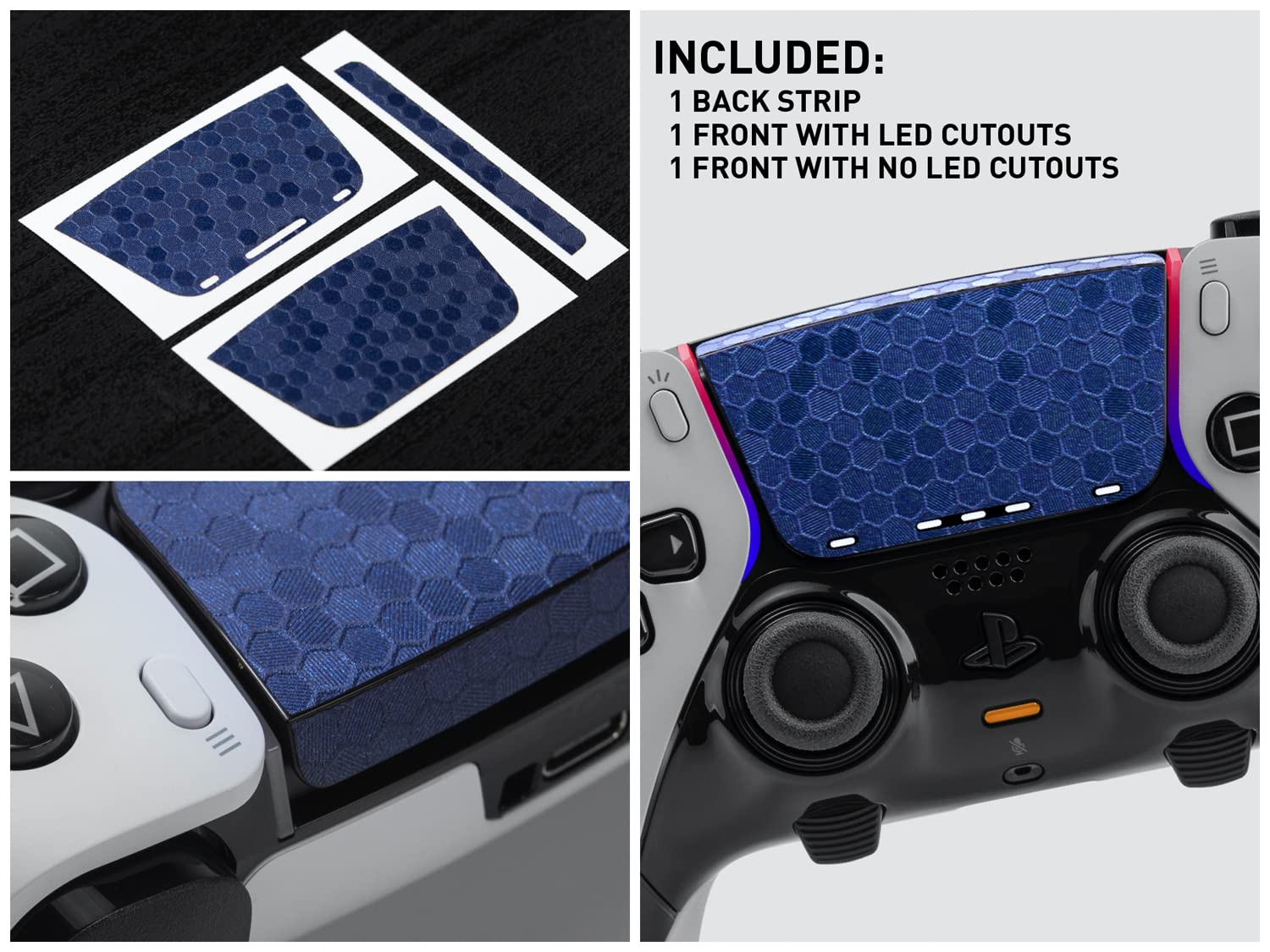 Skin Compatible with Dualsense Edge - TouchProtect Cover to Protect, Add Style, & Enhance your PS5 Dualsense controller's Trackpad with texture! (Hex - Blue)