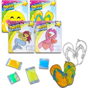 suncatchers kits for kids - 4 pc bundle with suncatchers (ribbon, emoji, flip flops, mermaid) | suncatchers painting kit, suncatchers craft kits