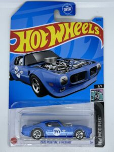 hot wheels - 1970 pontiac firebird - blue - hw modified 2/5-18/250 - mint/nrmint ships bubble wrapped in a box