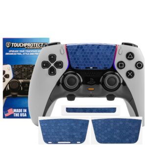 skin compatible with dualsense edge - touchprotect cover to protect, add style, & enhance your ps5 dualsense controller's trackpad with texture! (hex - blue)