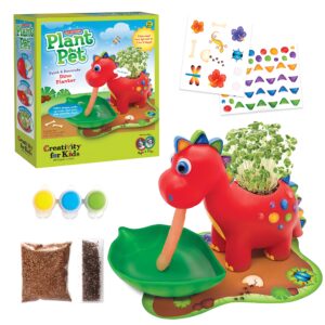 creativity for kids dinosaur self watering plant pet, kids plant growing kit, dinosaur crafts for boys and girls ages 6-8+, medium