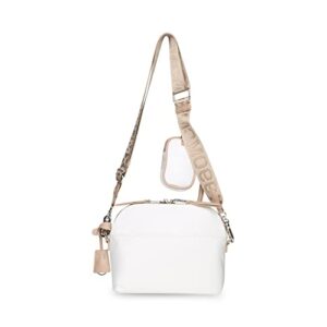 Steve Madden Farren Nylon Dome Crossbody Bag, White Tan