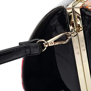 FLORAL FAUX PATENT LEATHER SATCHEL