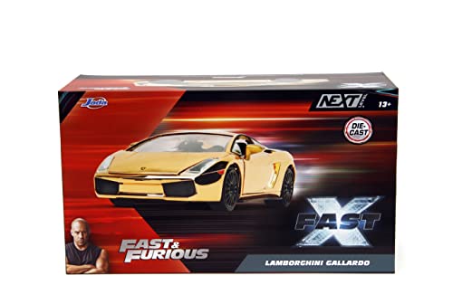 Fast & Furious 1:24 Lamborghini Gallardo Gold Chrome Die-Cast Car, Toys for Kids and Adults