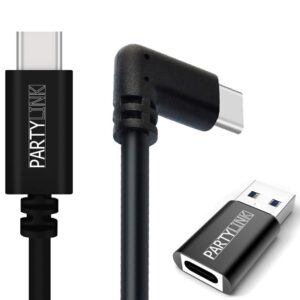 partylink 10ft(3m) usb type-c cable | compatible with oculus quest & quest2 link | high speed data transfer & fast charging | usb-a adapter [usb-if certified]