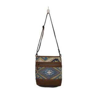 Myra Bag Western Leather Shoulder Bag for Women - Upcycled Canvas Crossbody Bag Indigo Craft