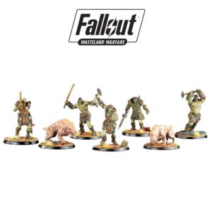 Modiphius Fallout Wasteland Warfare: Super Mutants Core Box (Updated) - 7 Unpainted Resin Miniatures, RPG, Includes Scenic Bases, 32MM Scale Figures, Tabletop Roleplaying Game Minifigures