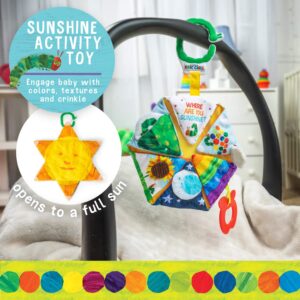 KIDS PREFERRED World of Eric Carle The Very Hungry Caterpillar Sunshine On The Go Activity Toy with Peek A Boo Flaps, Apple Tether, and On The Go Clip for Baby and Toddler Boys and Girls