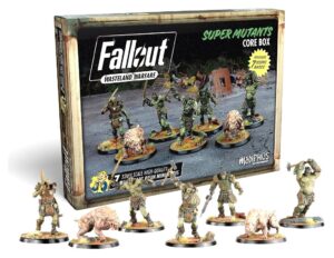 modiphius fallout wasteland warfare: super mutants core box (updated) - 7 unpainted resin miniatures, rpg, includes scenic bases, 32mm scale figures, tabletop roleplaying game minifigures