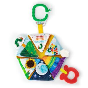 kids preferred world of eric carle the very hungry caterpillar sunshine on the go activity toy with peek a boo flaps, apple tether, and on the go clip for baby and toddler boys and girls