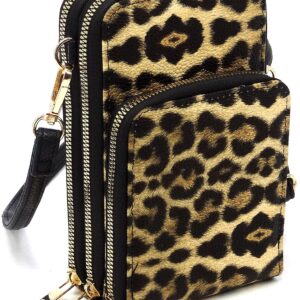 MIZUBA Small Crossbody Cell Phone Purse Mini Messenger Shoulder Bag Crossbody Wallet with Credit Card Slots (A-Leopard)