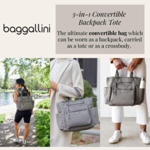 Baggallini 3-In-1 Convertible Backpack with RFID Phone Wristlet Black Zebra