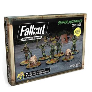 Modiphius Fallout Wasteland Warfare: Super Mutants Core Box (Updated) - 7 Unpainted Resin Miniatures, RPG, Includes Scenic Bases, 32MM Scale Figures, Tabletop Roleplaying Game Minifigures