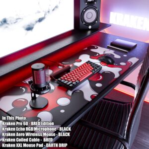 Kraken Pro 60 BRED Edition 60% Mechanical Keyboard and Matching DARTH XXL GAMING MOUSE PAD (Black and Red Gaming Bundle)