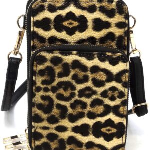 MIZUBA Small Crossbody Cell Phone Purse Mini Messenger Shoulder Bag Crossbody Wallet with Credit Card Slots (A-Leopard)