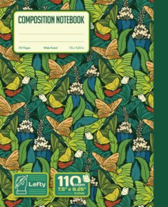 left-handed wide ruled notebook | 110 pages, 7.5x9.25 inches: margin at the side of the bookbinding | vintage flowers, butterflies, and feathers ... for lefty so much easier. (yiddish edition)