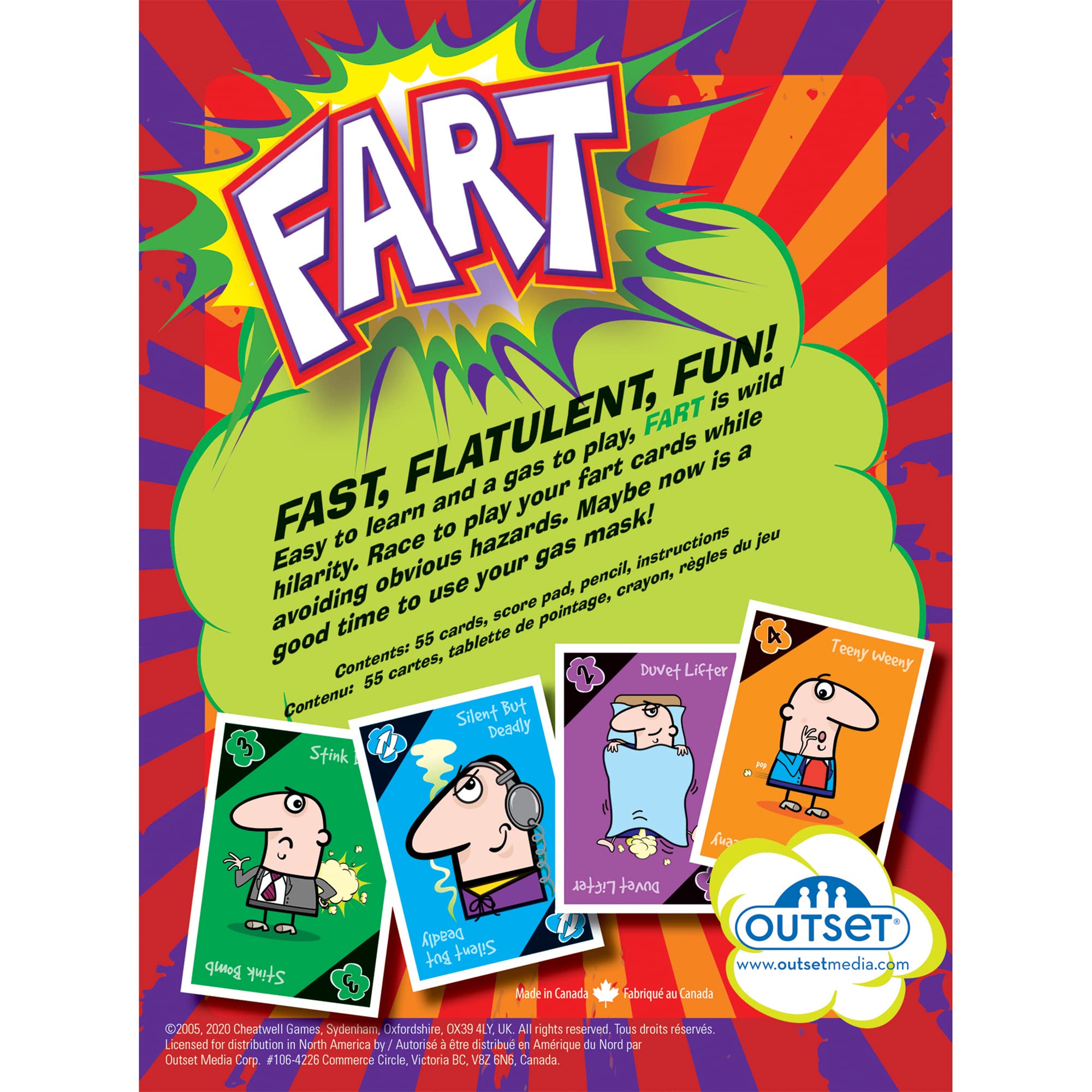 Fart - The Explosive Card Game - Easy to Learn Fast Flatulent Fun, Kids Family & Friends Party Game, Funny Fast Acting, Toilet Humor, Outset Media, Ages 8+, 3+ Players