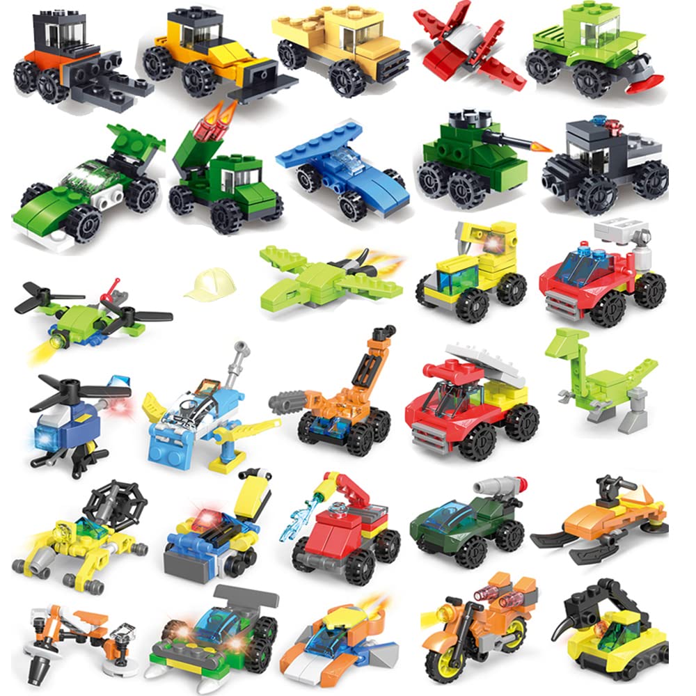 Ulanlan Military Vehicles and Engineering Mini Cars Building Sets for Party Favors, Kids Prizes, 3D Assembly Cars Truck Helicopter for Boys and Girls 30 Boxes