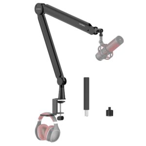 ixtech mic arm boom arm 360° rotatable microphone boom arm mic boom arm with desk mount, fully adjustable, for podcast, video, gaming, radio, studio recording, sturdy and universal valiant pro