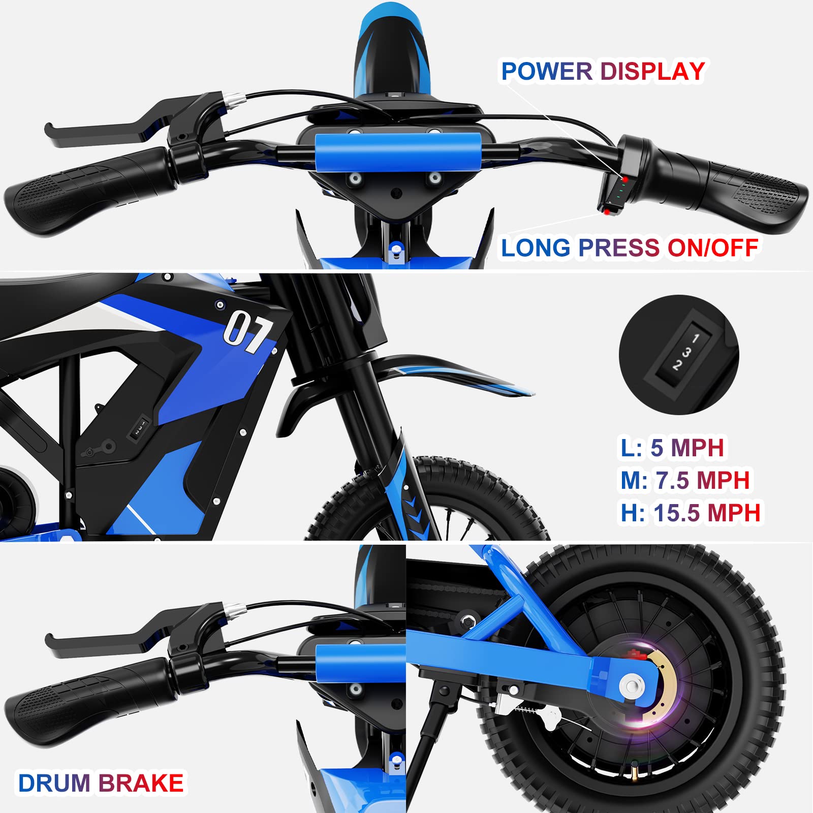 EVERCROSS EV12M Electric Motorcycle,300W Electric Motorcycle,15.5MPH & 9.3 Miles Long-Range,3-Speed Modes Motorcycle