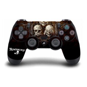 head case designs officially licensed alchemy gothic no evil three skull gothic vinyl sticker gaming skin decal cover compatible with sony playstation 4 ps4 dualshock 4 controller