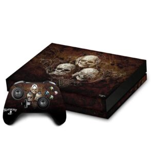 head case designs officially licensed alchemy gothic no evil three skull gothic vinyl sticker gaming skin decal cover compatible with xbox one x console and controller bundle