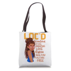 loc'd hair black history month black queen dreadlocks tote bag