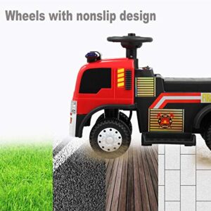 TOBBI Electric Ride on Fire Truck Toy for Indoor/Outdoor with Flashing Lights, Siren, Fire Fighter Sounds Effects, Music and Horn, 6 Volt Fire Truck to Drive for Toddlers 1.5-5 Years Old, Bright Red